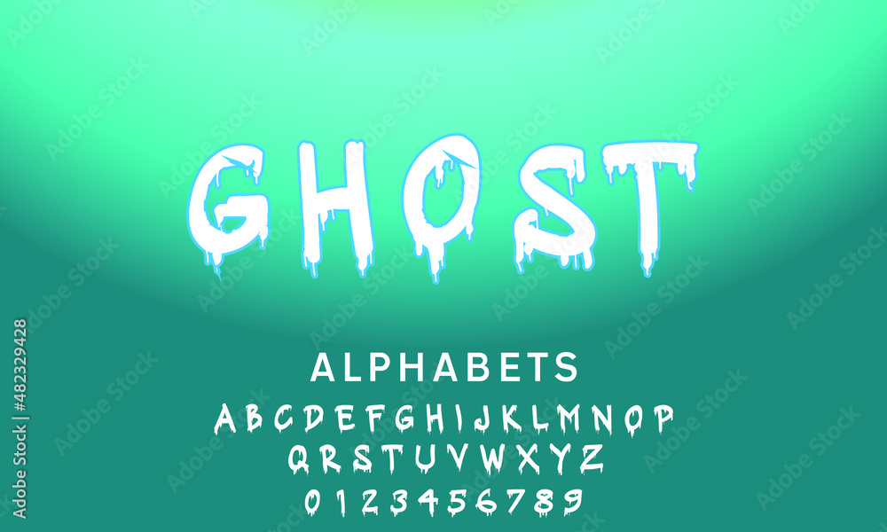 Ghost alphabet vector font. Type letters symbols and numbers. Stock ...