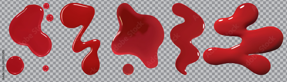 Realistic blood splatters set . isolated on transparent background ...