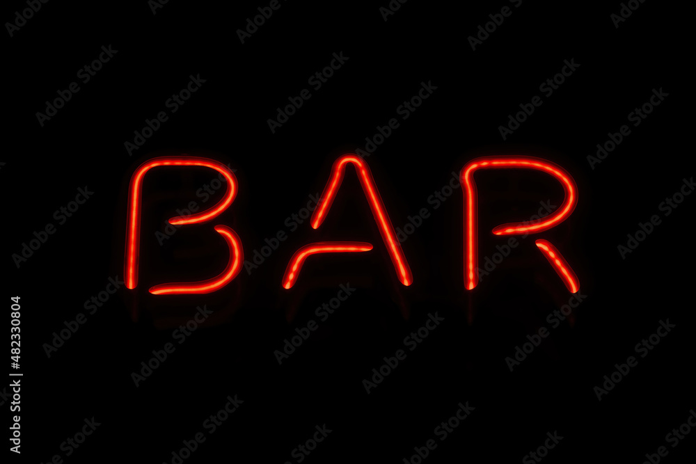 Retro neon sign with the word bar. Vintage electric symbol. Burning a ...