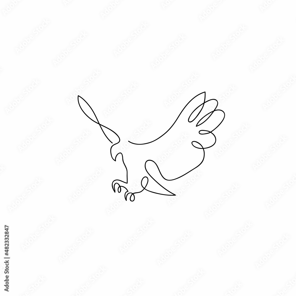 One line eagle design silhouette.Hand drawn minimalism style vector ...