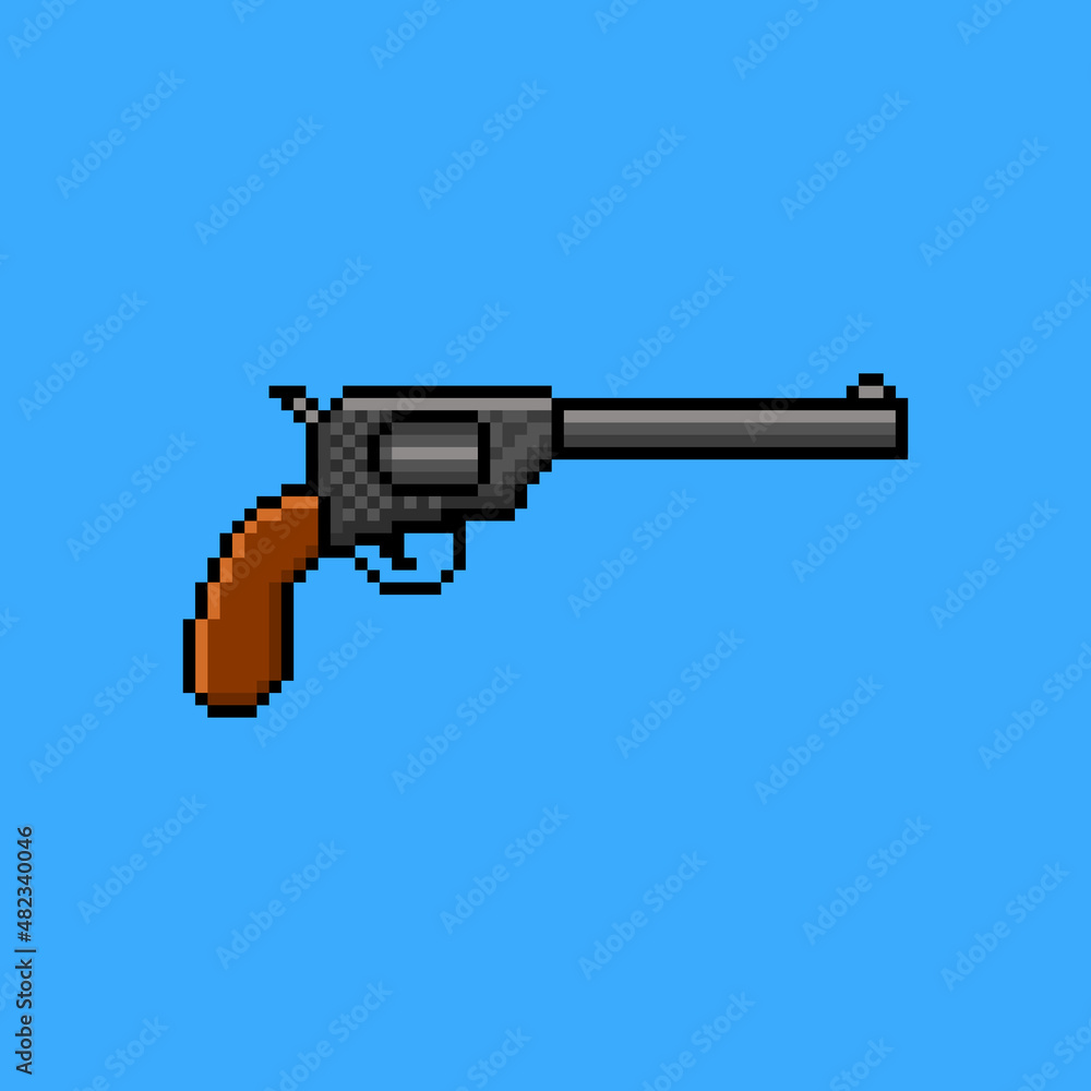 Revolver gun pixel art Stock Vector | Adobe Stock