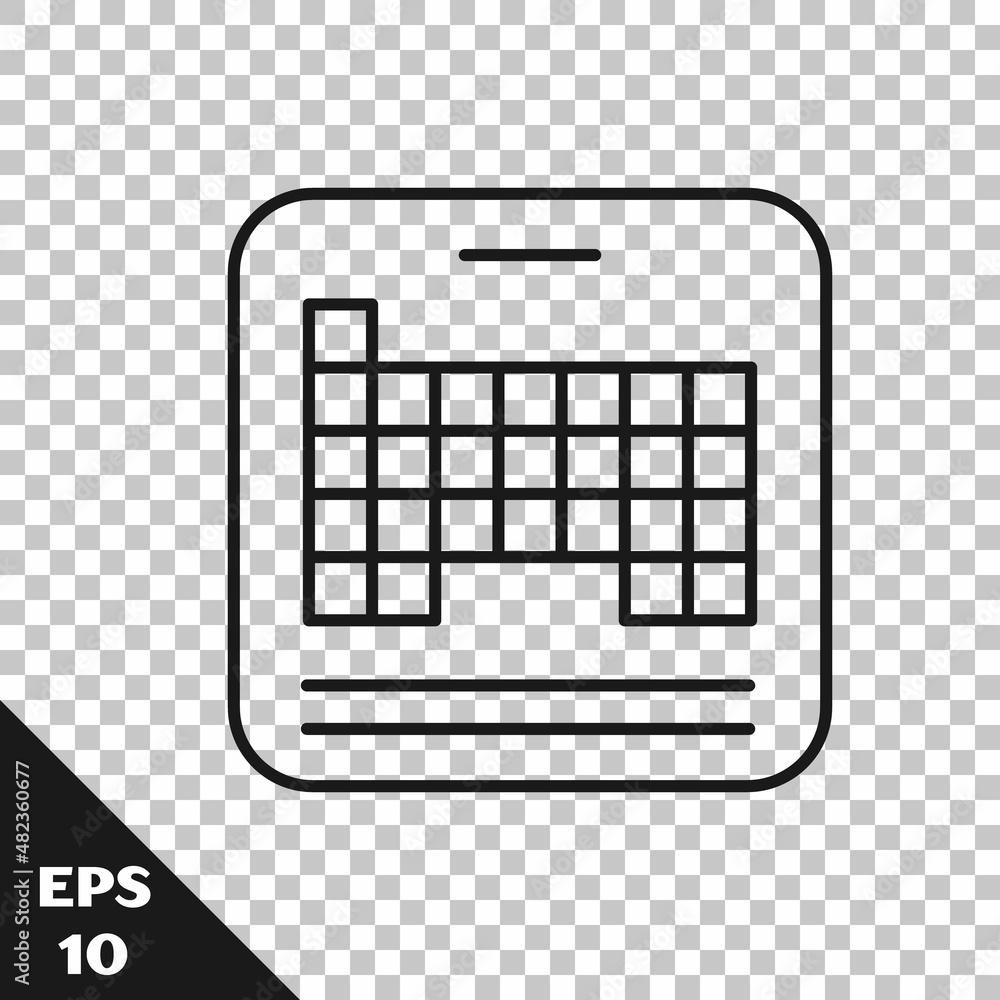 Black line Periodic table of the elements icon isolated on transparent ...