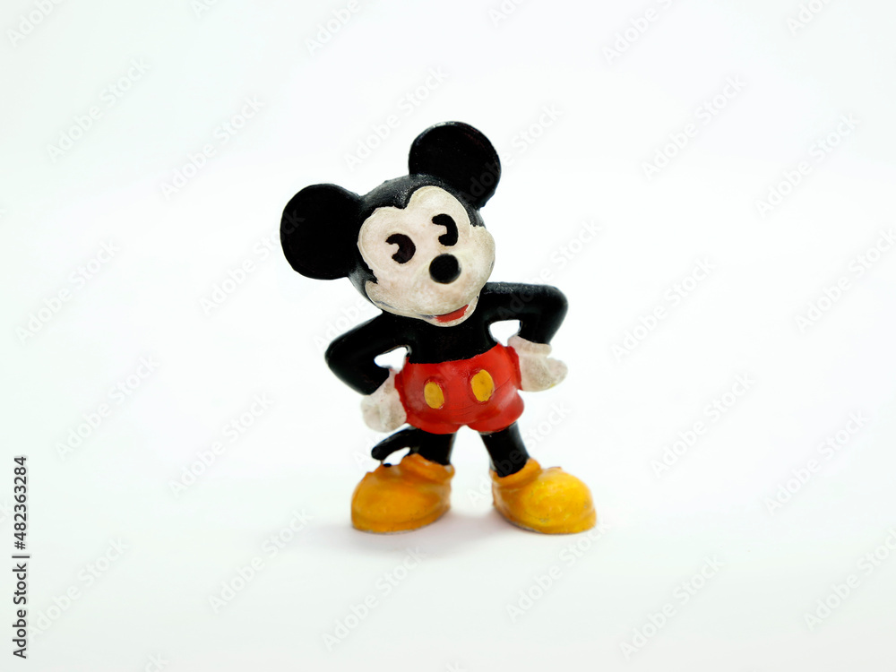 Mickey Mouse retro toy figure. Plastic doll. Vintage. Isolated. Cartoon ...