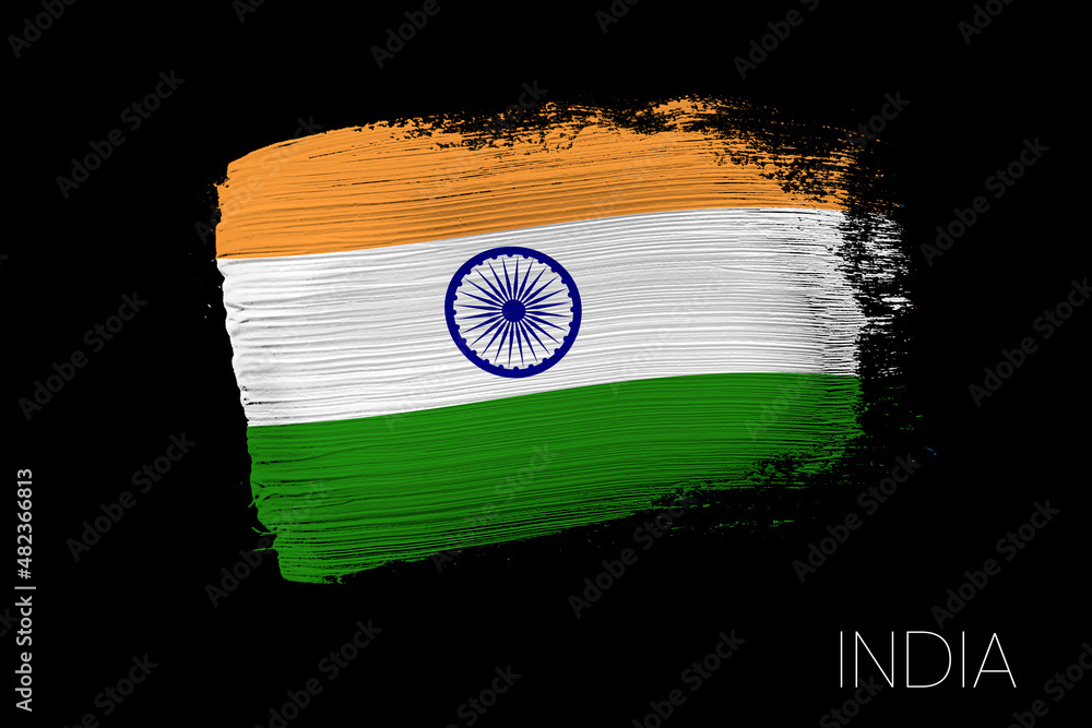 Grunge brush stroke with India national flag. Watercolor painting flag ...