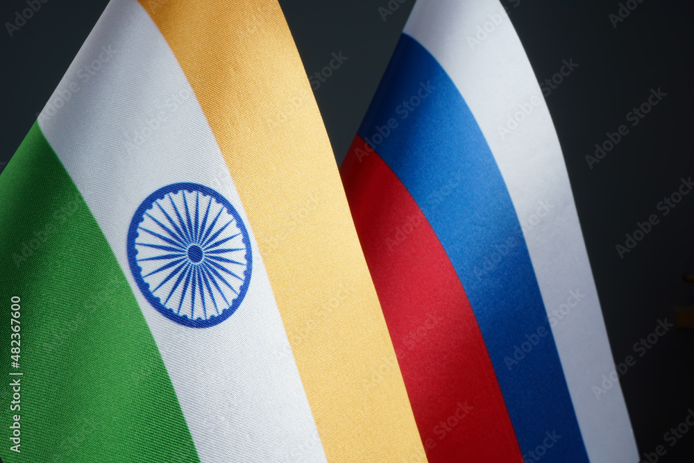 Flag of India and the Russian Federation. Symbol of diplomatic ...