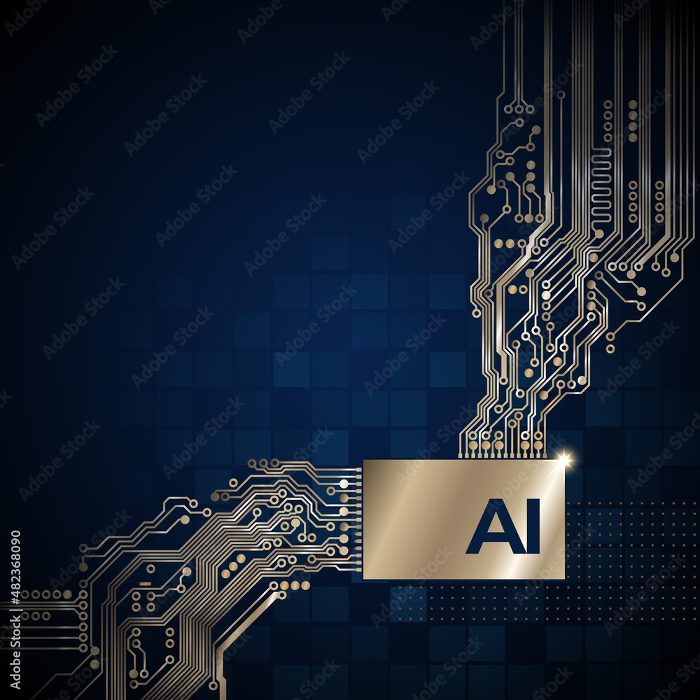 Artificial intelligence, ai. Circuit board background, concept design ...
