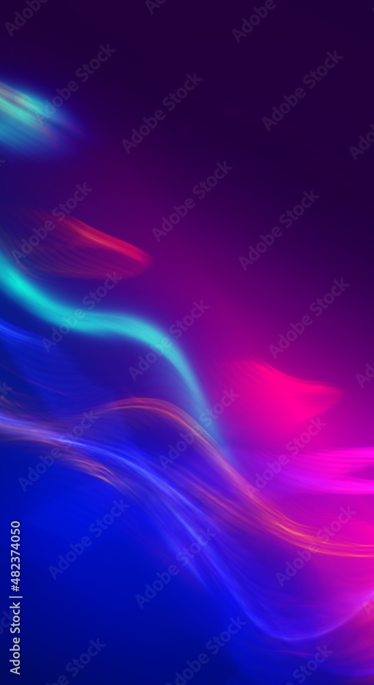 Dark abstract futuristic background with ultraviolet neon glow. Laser ...