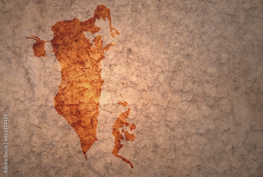 Poster map of bahrain on a old vintage crack paper background – Wall ...