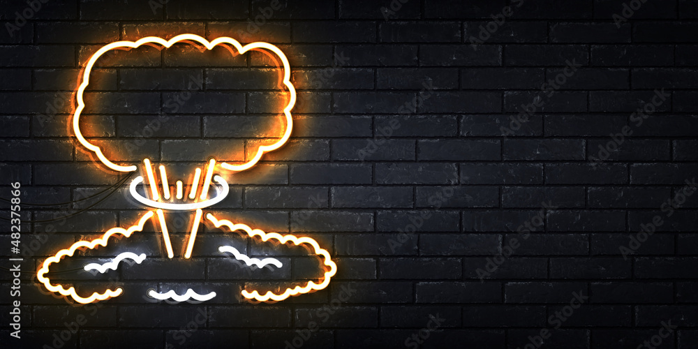 Vector realistic isolated neon sign of Nuclear Explosion logo for ...
