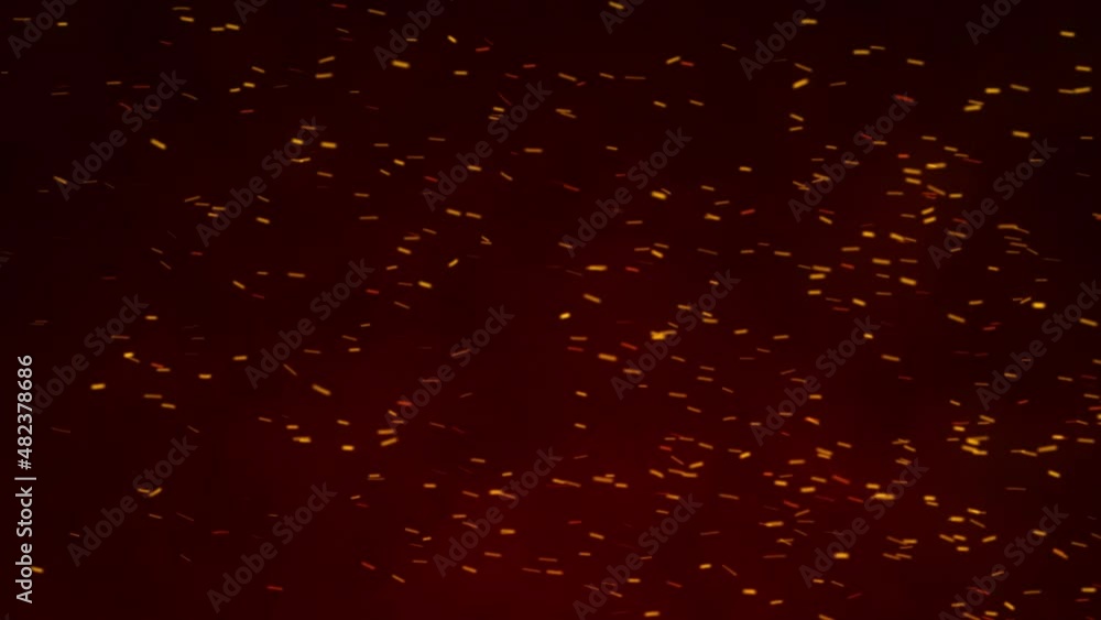 Glowing flying ember, burning ash particles. Hot fire sparks with ...