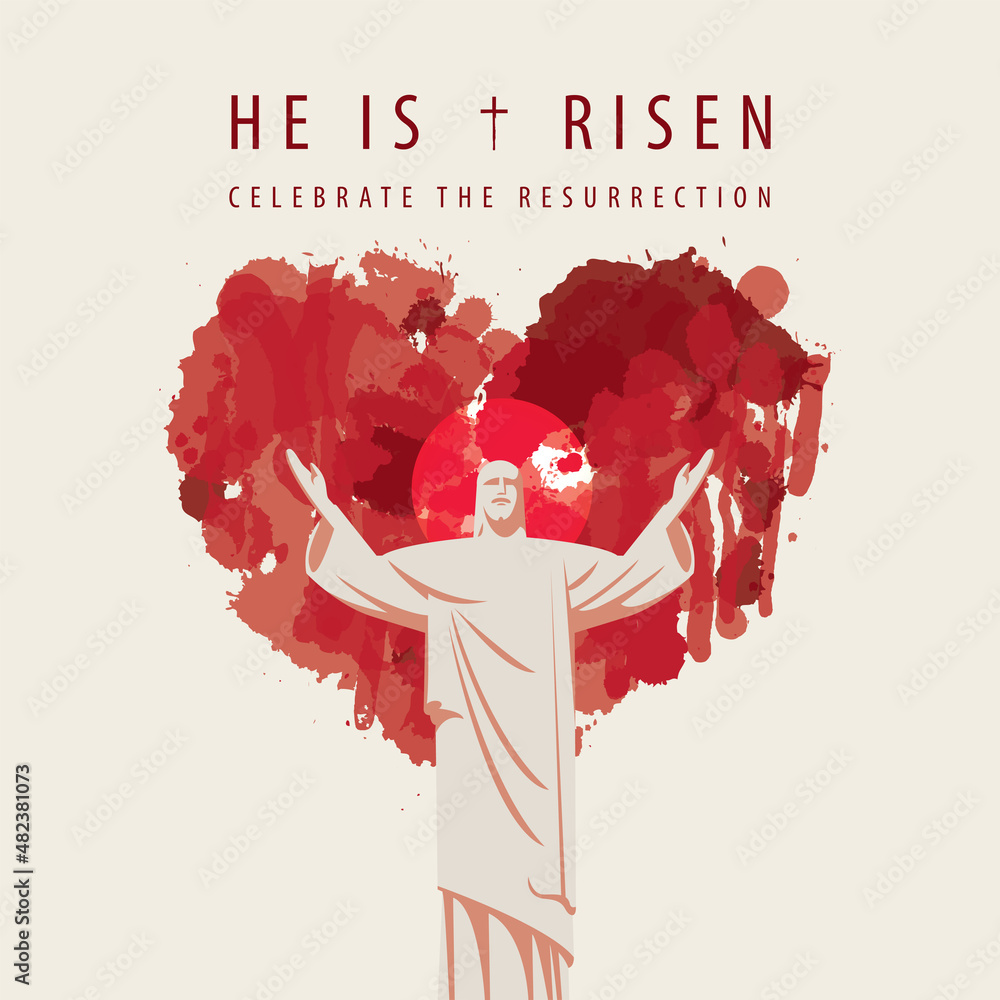 Easter Banner Or Greeting Card With The Resurrected Jesus Christ With