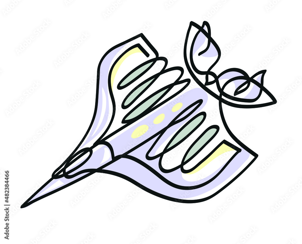 One line drawing of air force. One continuous line drawing of fighter ...