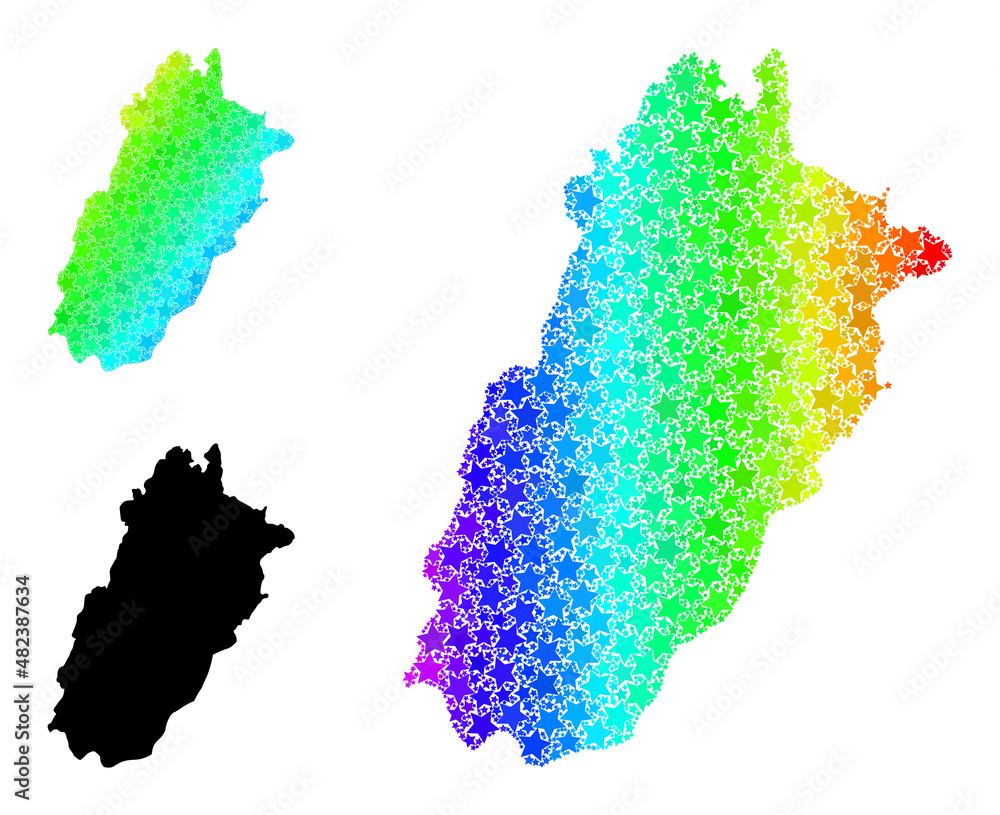 Rainbow gradiented starred mosaic map of Punjab Province. Vector ...