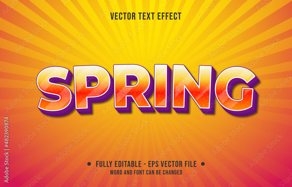 Editable text effect spring season modern style spring word shiny ...