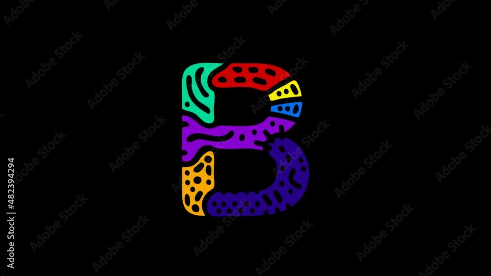 Letter B isolated on clear White background. 4K video. Animated cartoon ...