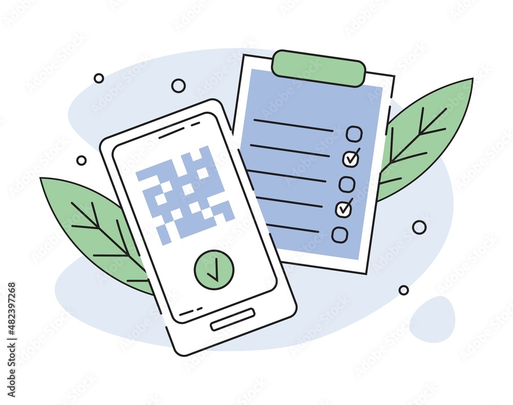 Health passport of vaccination on mobile phone screen with qr-code ...