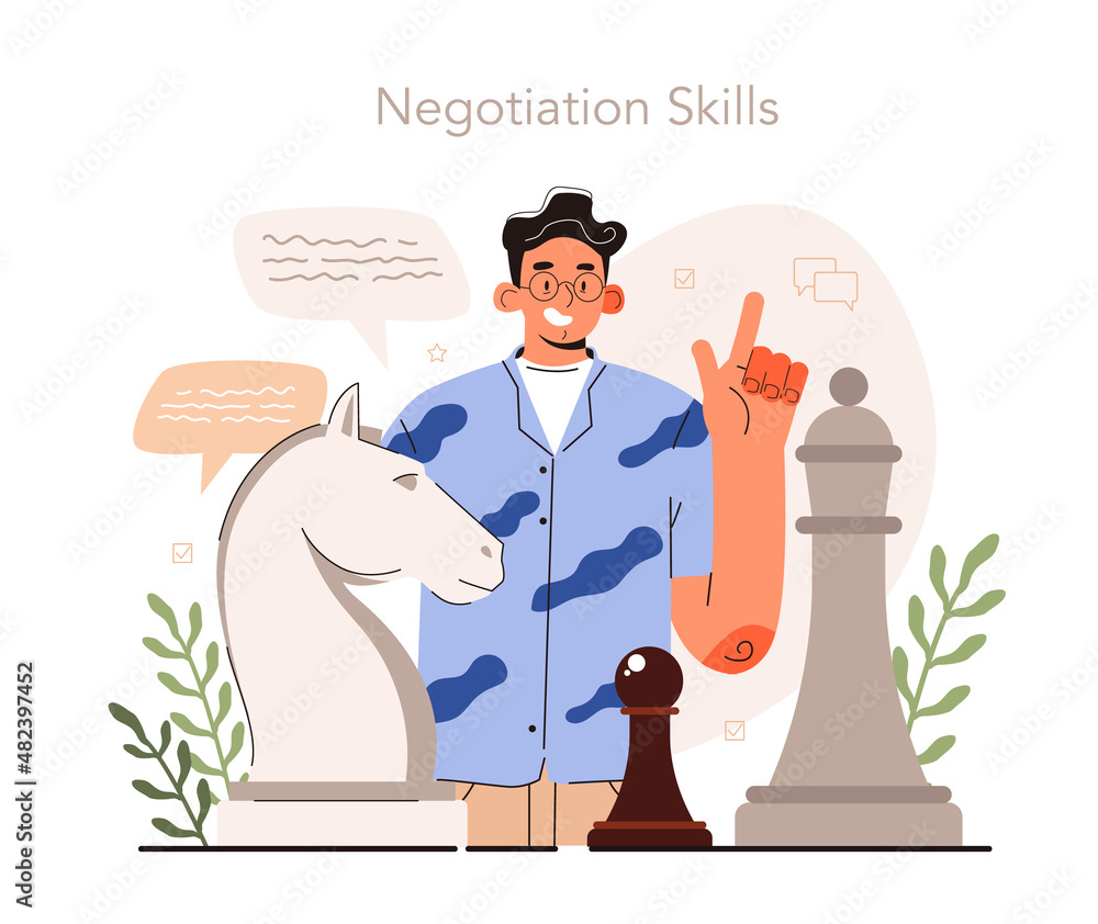 Soft skills concept. Business people or employee with negotiation Stock ...