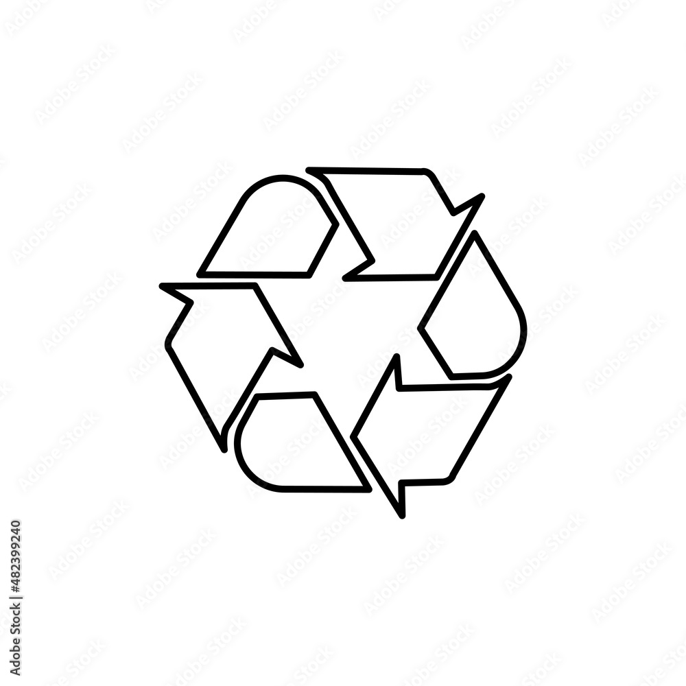 Recycle black outline icon. Recycling symbol. Reuse rotation arrow. Eco ...