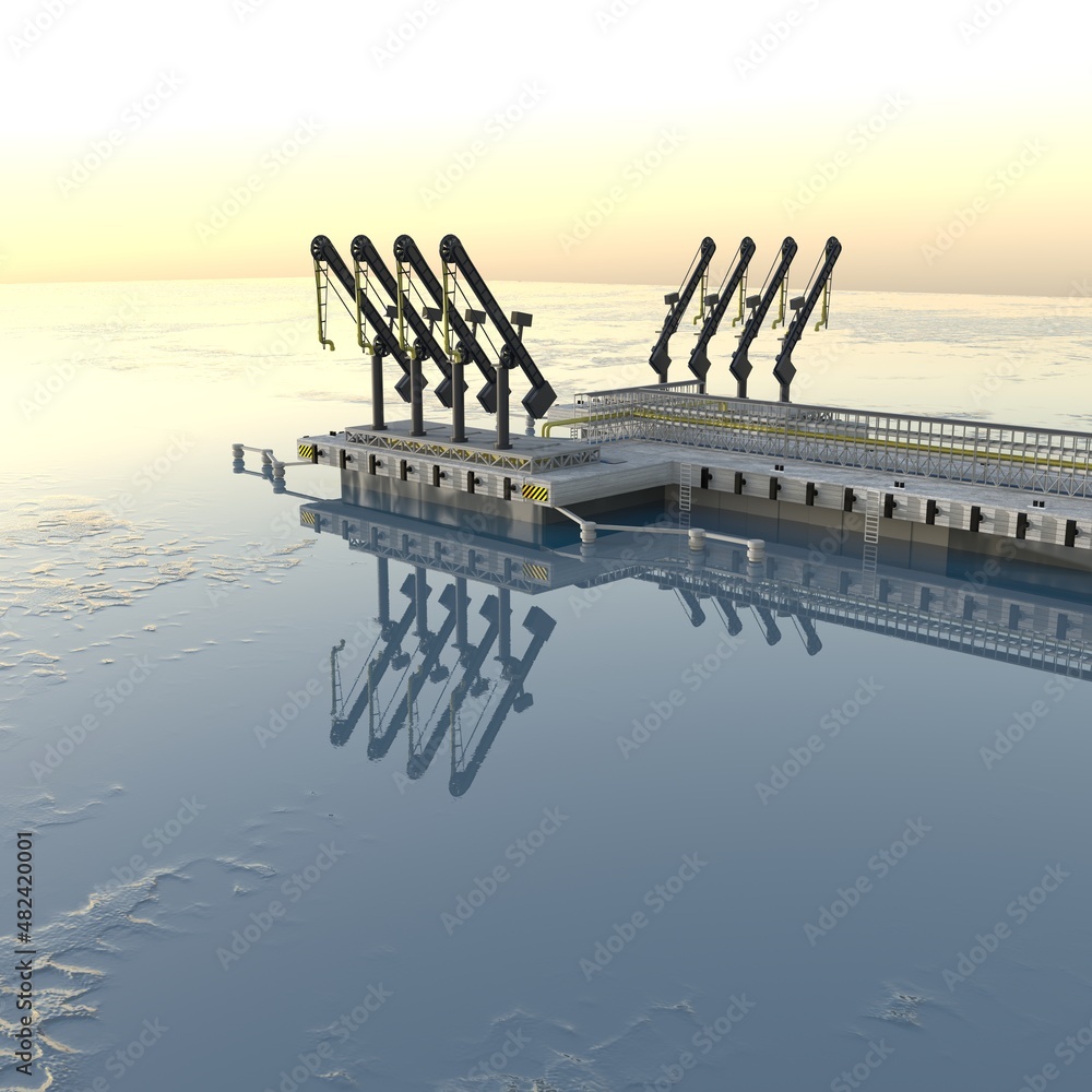 Double gas berth with loading arms and an overpass. The outrigger part ...