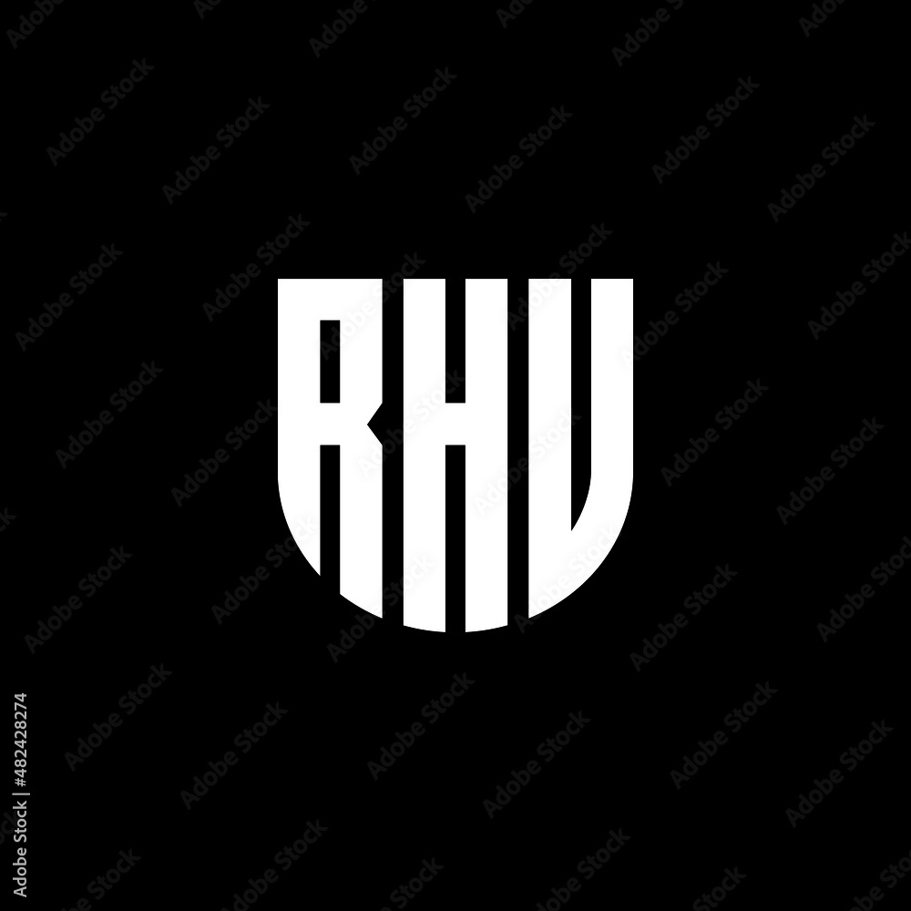 RHU letter logo design with black background in illustrator, vector ...