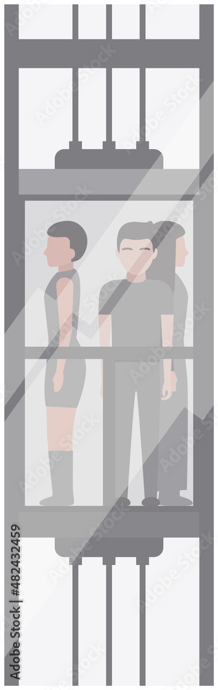 Single cabin with lifting mechanism. Modern lift for transporting ...