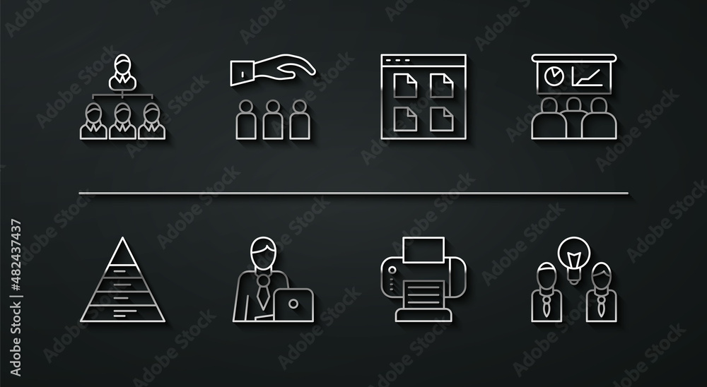 Set line Hierarchy organogram chart, Pyramid infographics, Training ...