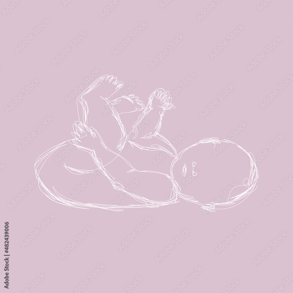 A Newborn, Baby Poster Design. Hand-drawing vector illustration of a ...