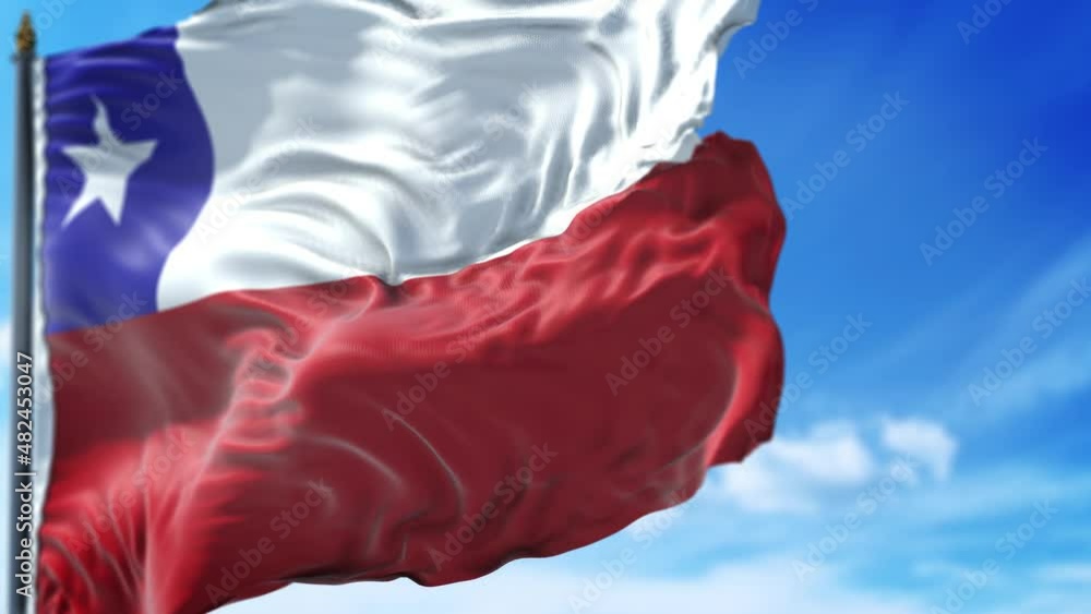 Chilean flag is waving slow motion in full screen. Loopable 4K ...