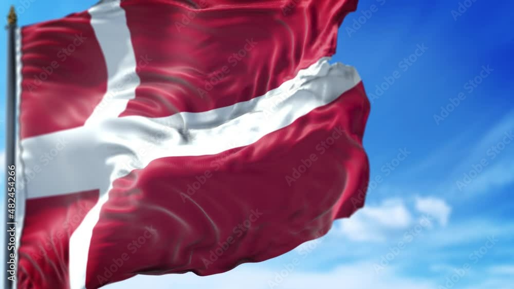 Danish flag is waving slow motion in full screen. Loopable 4K ...