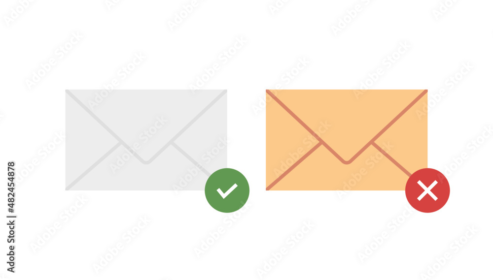Confirmation sign on email symbol and email reading check simple ...