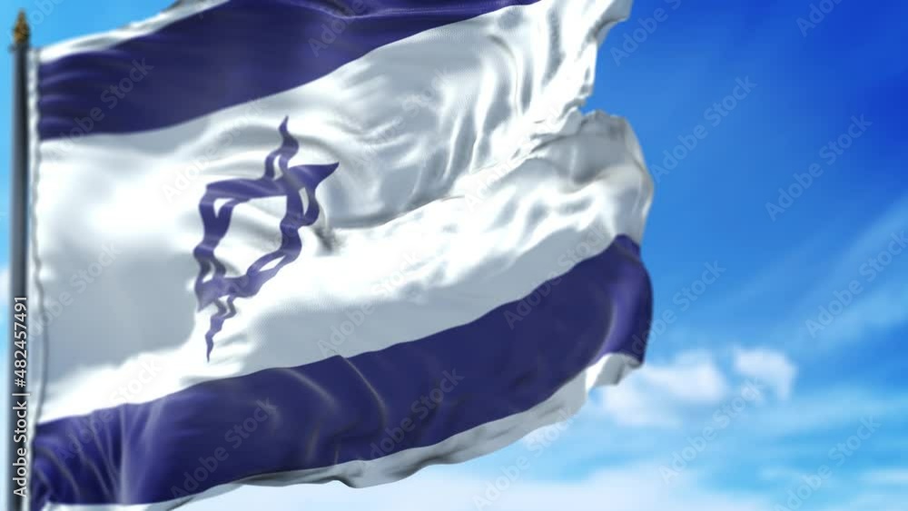 Israeli flag is waving slow motion in full screen. Loopable 4K ...
