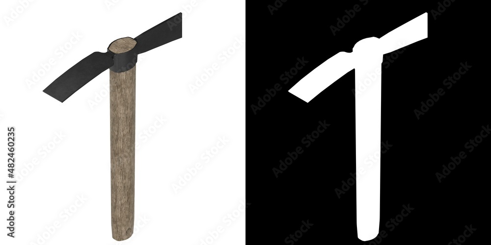 3D rendering illustration of a mattock Stock Illustration | Adobe Stock