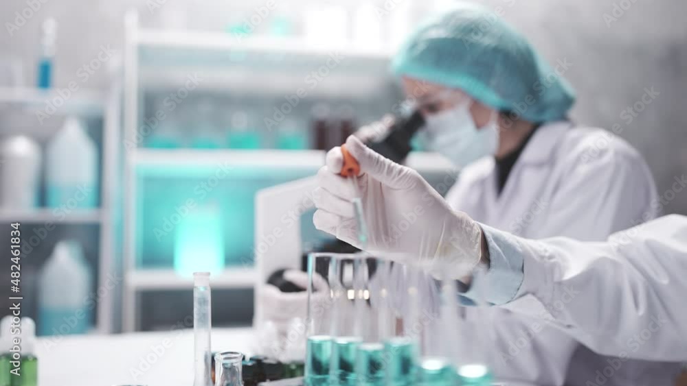medical scientist team are working on science laboratory research term ...