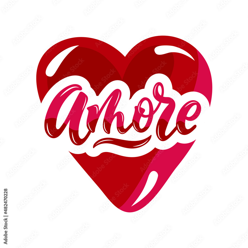Amore handwritten text in Italian meaning Love. Hand lettering ...