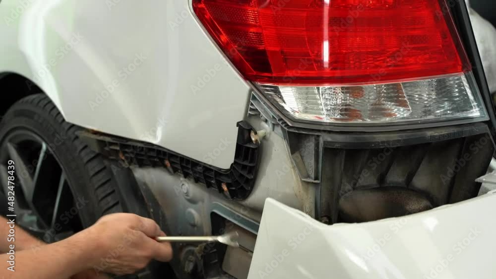 Video Process Of Disassembling Car For Further Repairing. Technician ...