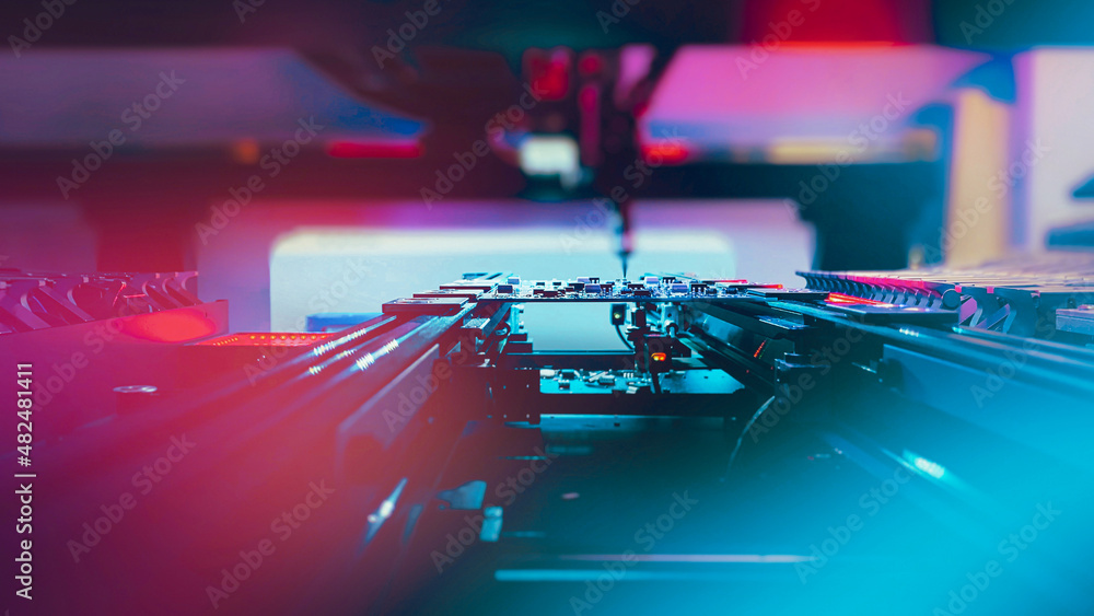 Automatic production of Computer Chips by SMT Pick and Place machine ...