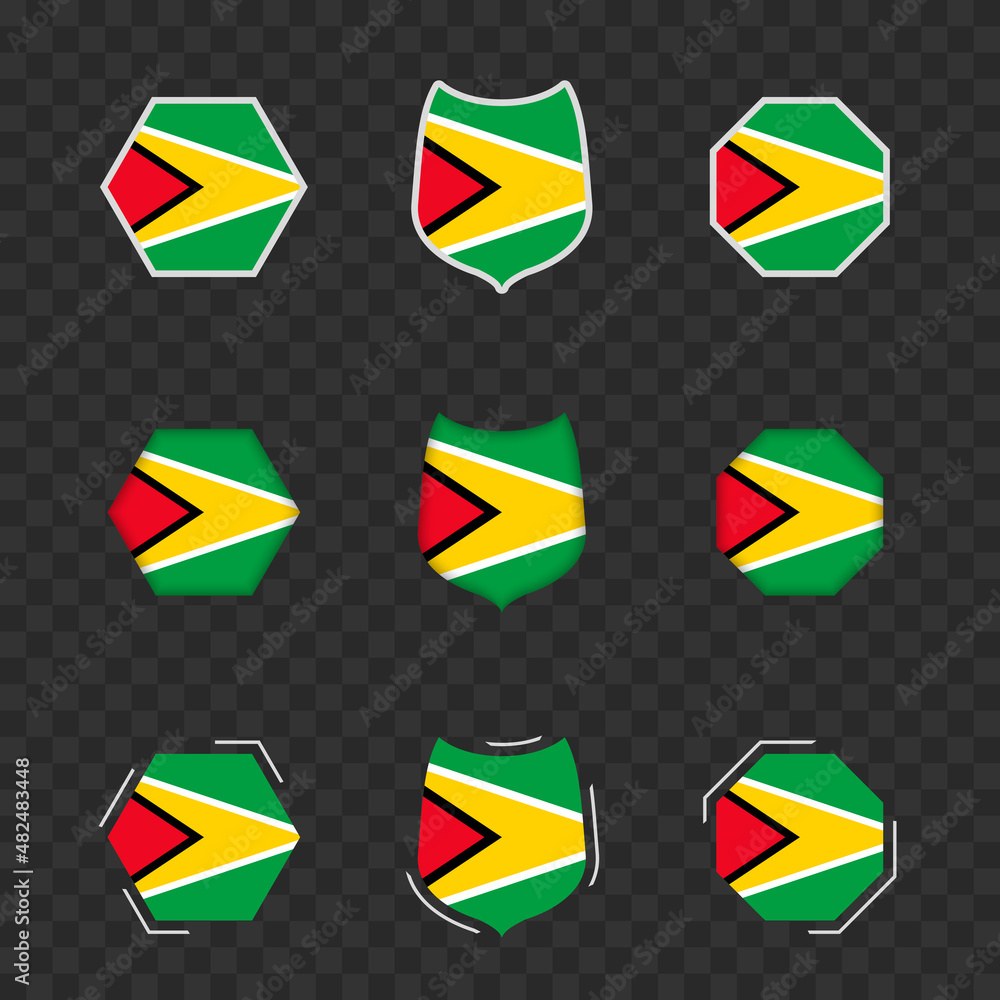 National symbols of Guyana on a dark transparent background, vector ...
