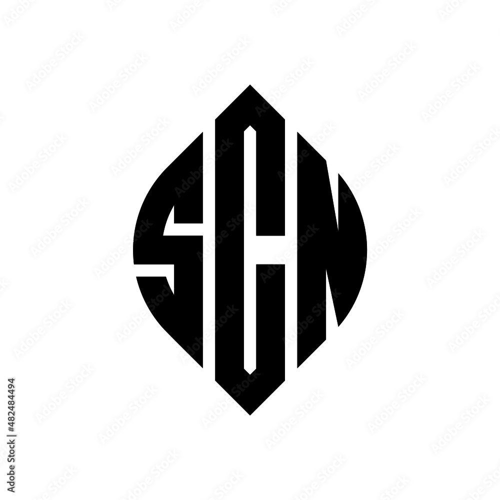 SCN circle letter logo design with circle and ellipse shape. SCN ...