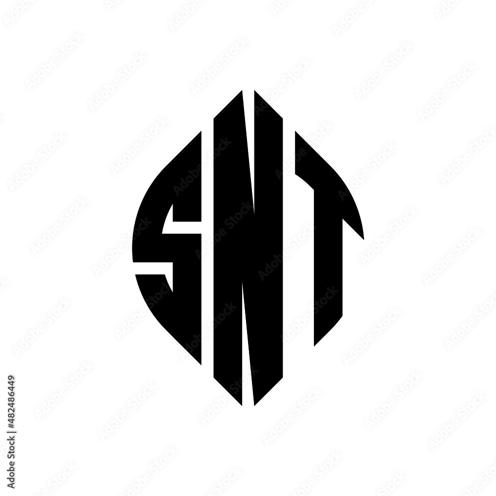 SNT circle letter logo design with circle and ellipse shape. SNT ...