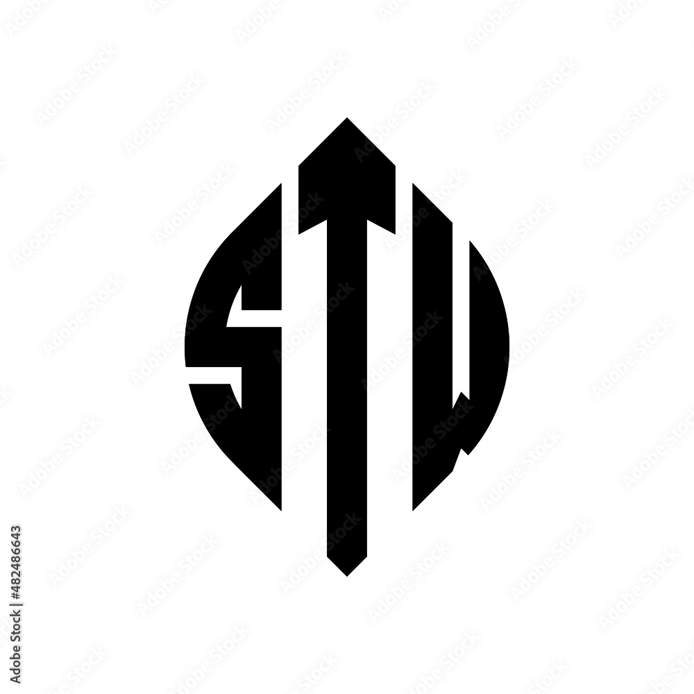 STW circle letter logo design with circle and ellipse shape. STW ...