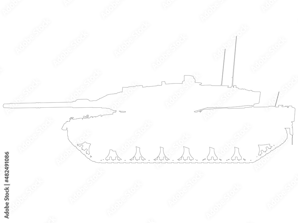 Leopard 2 German main battle tank, military vehicle. Contour lines ...