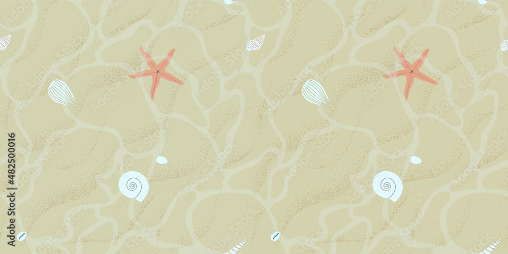 Clear tropical beach water seamless pattern. Summer ocean floor with ...