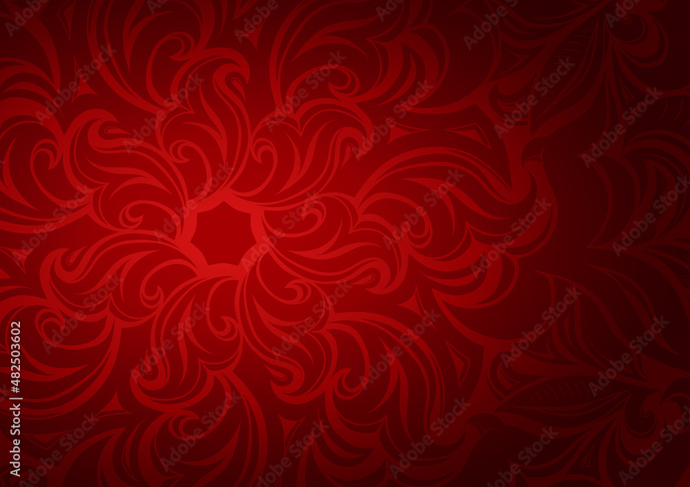 Floral dark red gradient wallpaper with stylized flowers and foliage ...