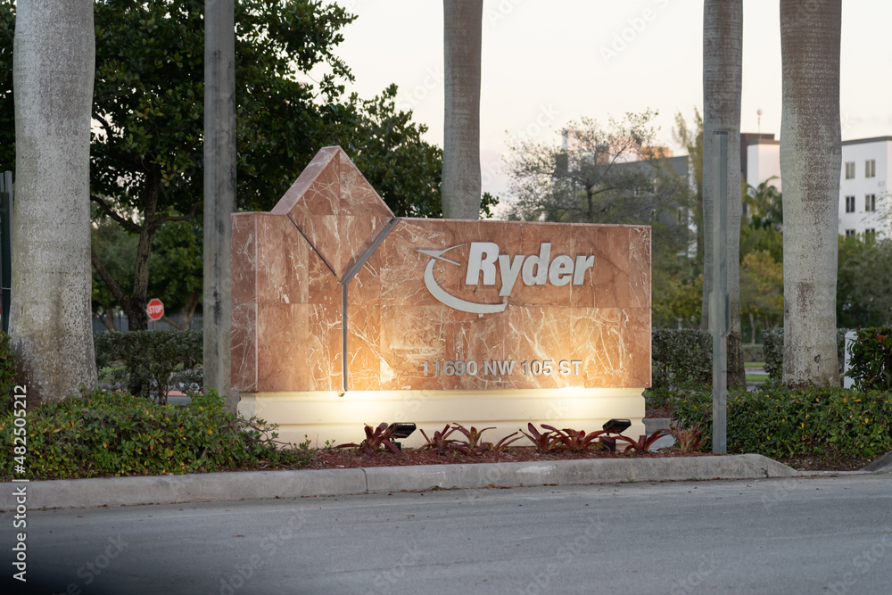 Miami, Florida, USA - January 1, 2022: Ryder headquarters’s sign at ...