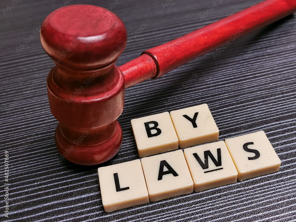 Poster, Foto Word bylaws made from square letter tiles with gavel ...