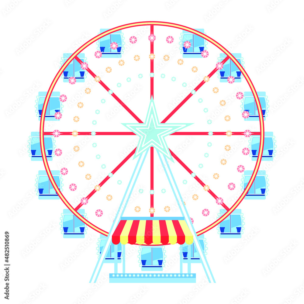 Colorful ferris wheel cartoon isolated white background Stock Vector ...
