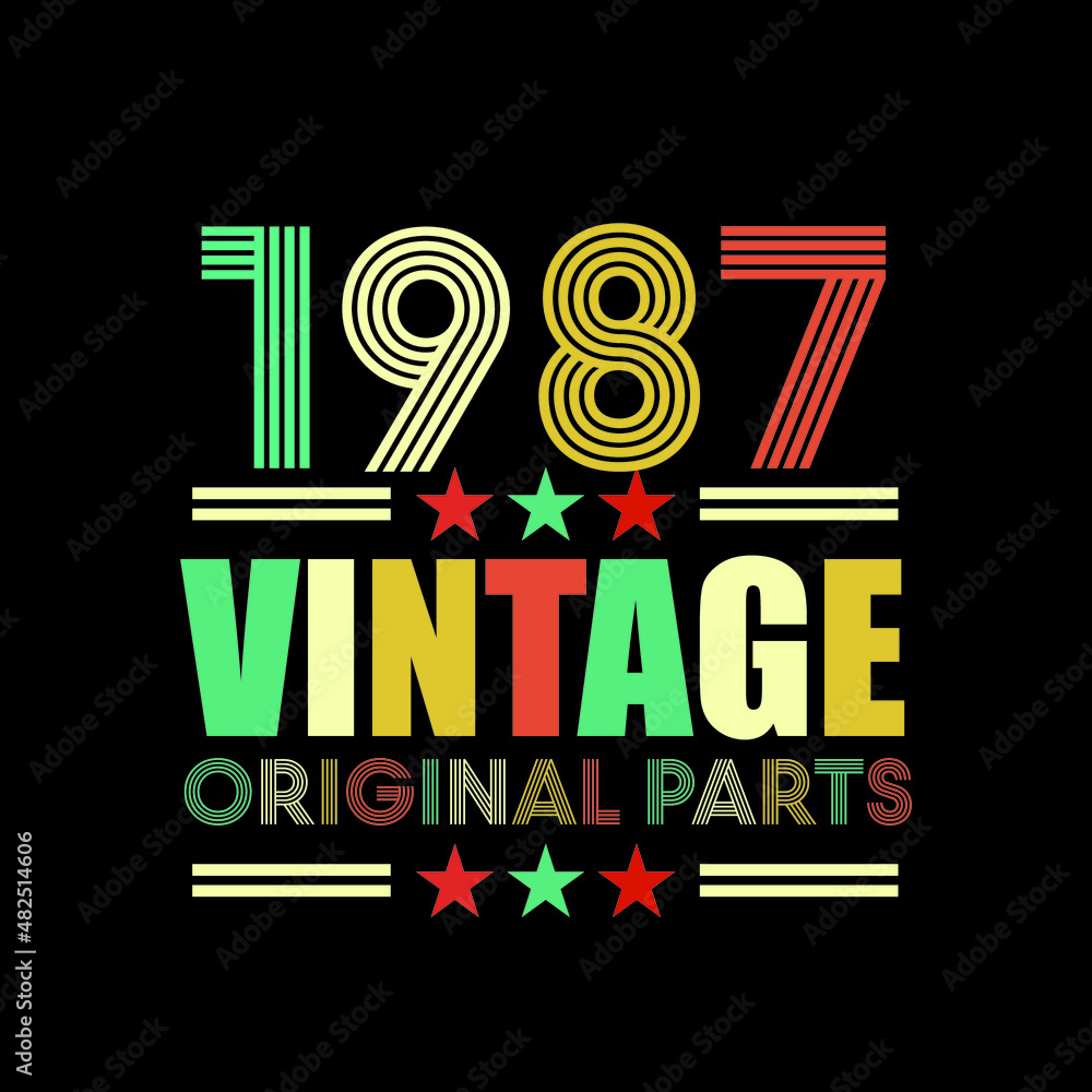 1987 vintage retro t shirt design vector black background Stock 벡터 ...