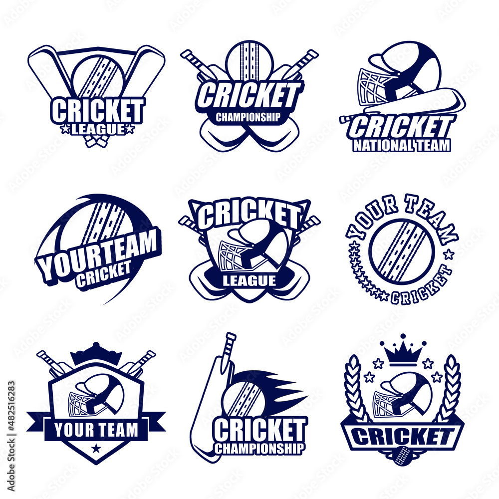 Set of cricket logo. Sport badge, emblem team tournament template ...