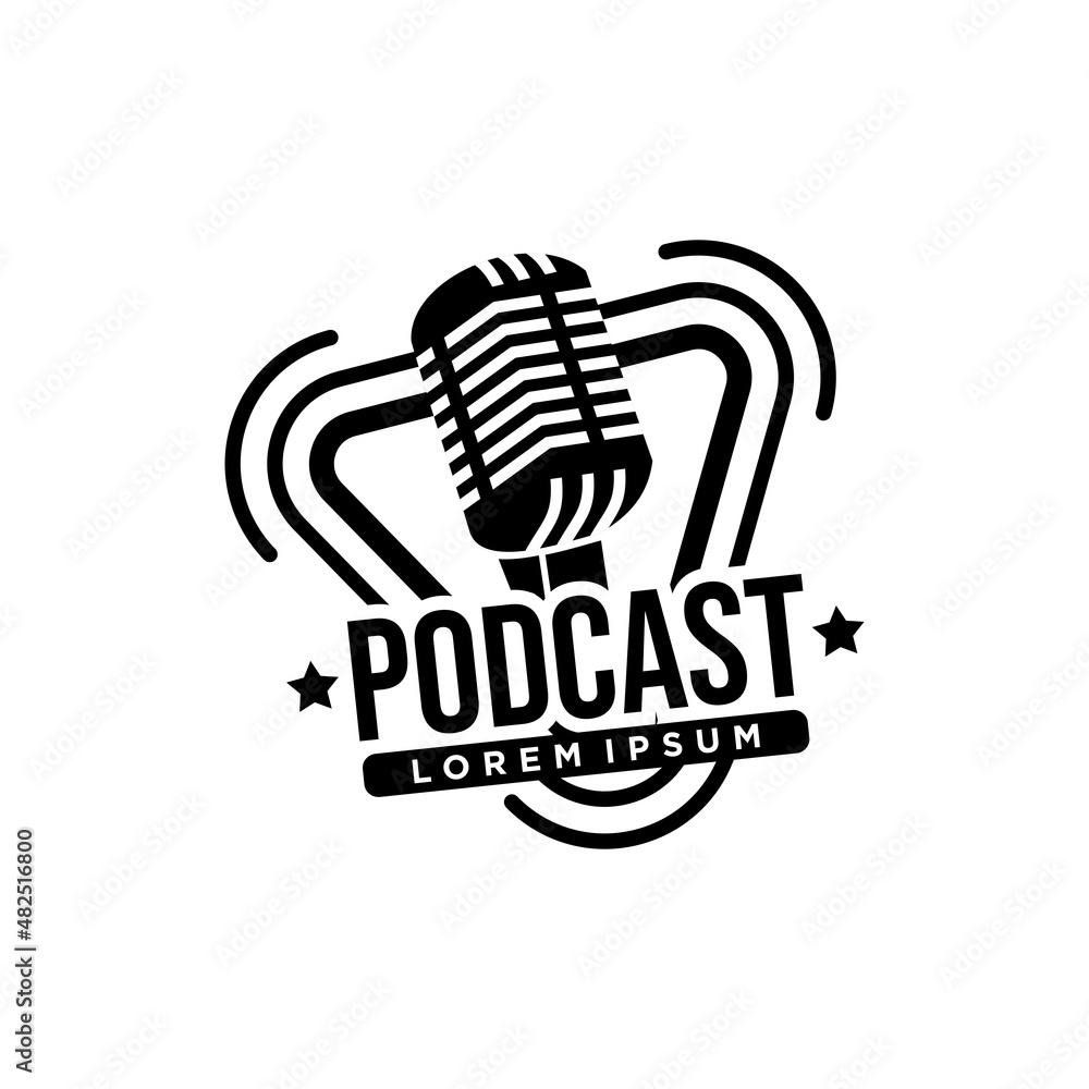 Podcast radio icon. Studio microphone. Webcast audio record concept ...