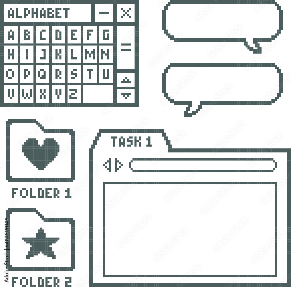 User Interface 8 bit pixel art icon vector Stock Vector | Adobe Stock